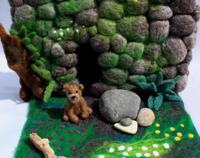 Bear Cave Playscape Felted Playscape Upcycled Book Playscape Grizzly ...