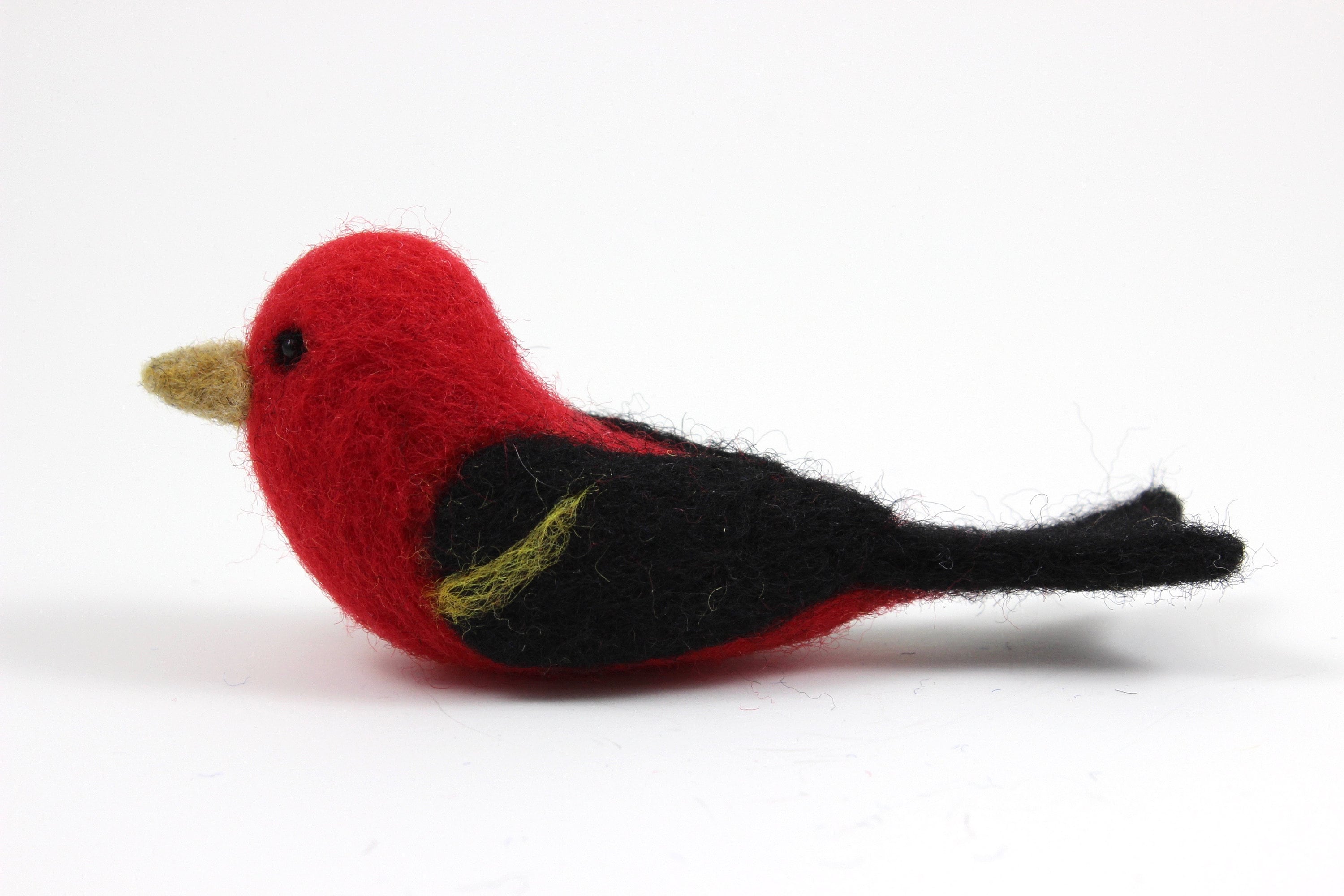 Scarlet Tanager Handmade Needle Felted Wool Bird Red Bird - Etsy