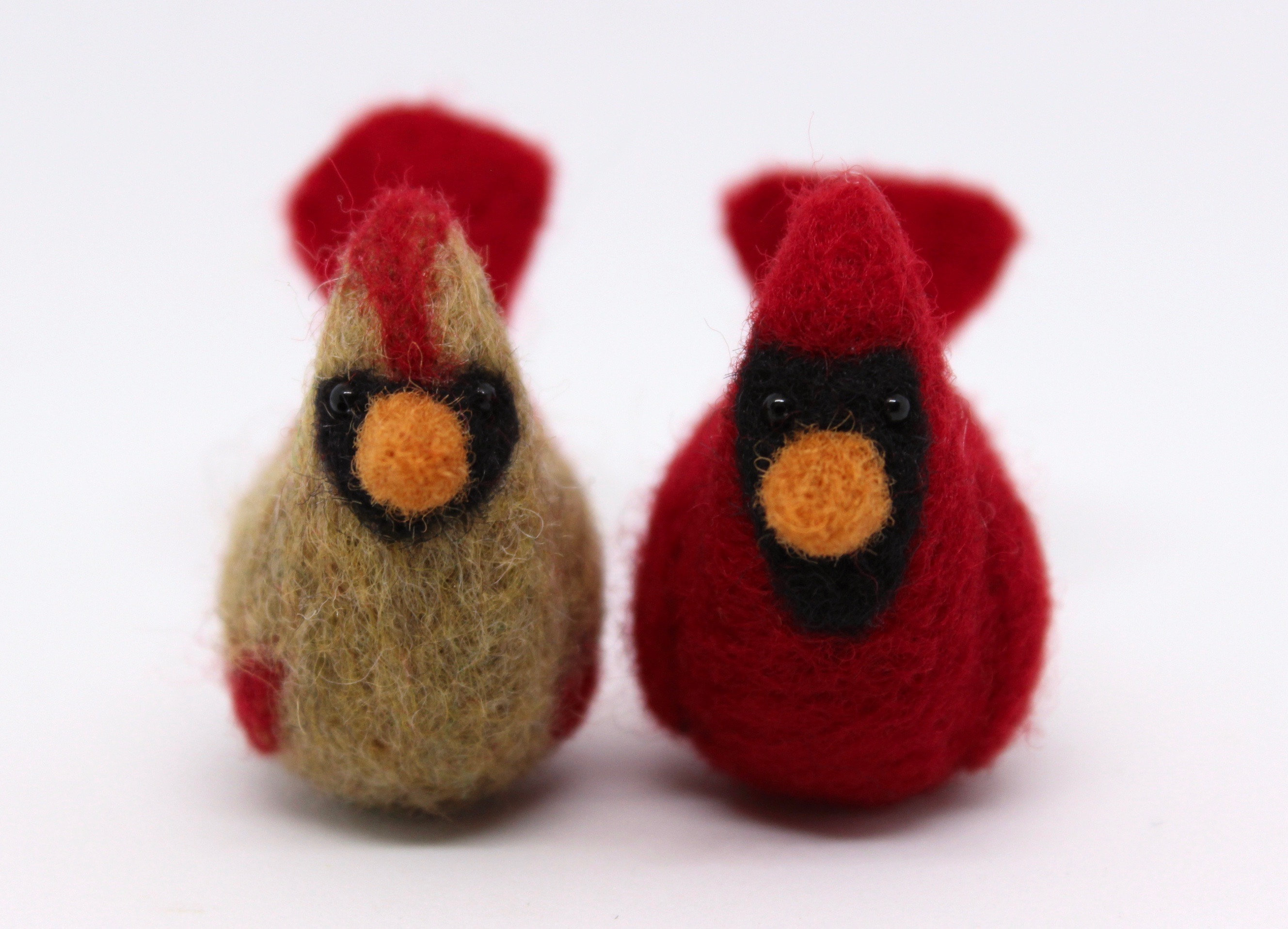 Male and Female Cardinal Pair; Handmade Needle Felted Wool Cardinal ...