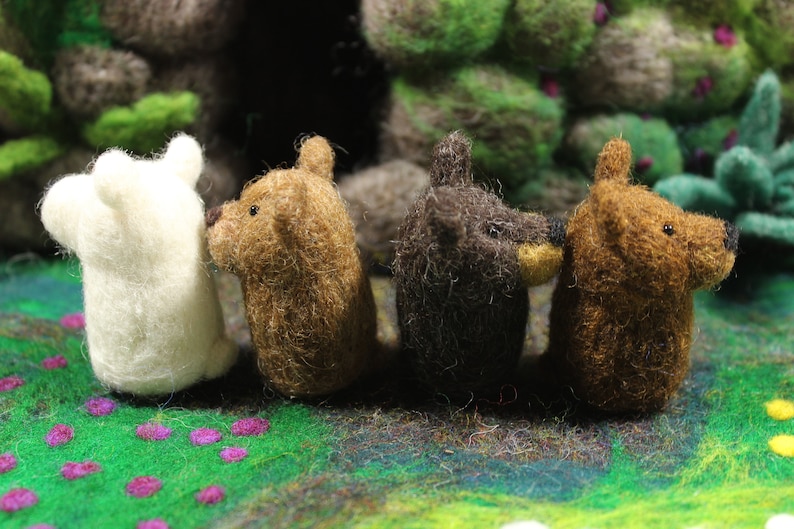 Bears; Handmade Needle Felted Wool Bears; Woodland Bears; Polar Bear ...