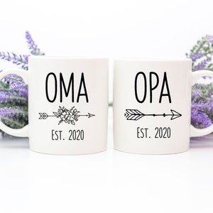 Oma Opa Mug Set, Oma and Opa Gift, Pregnancy Announcement to Oma Opa, Baby Reveal Mug Set, Oma ...