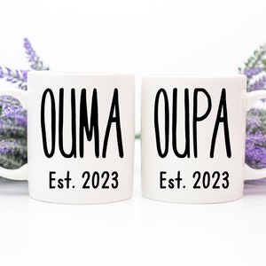 Ouma and Oupa Mugs Set, Pregnancy Announcement for Afrikaans Grandma ...