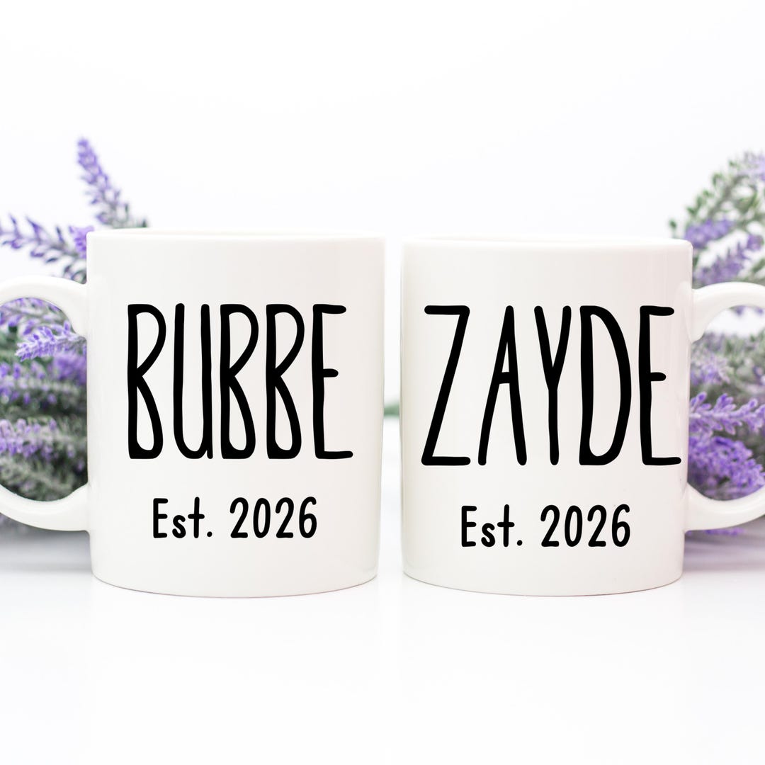 Bubbe and Zayde Mugs Set, Yiddish Grandma Baby Reveal, Jewish Grandpa ...