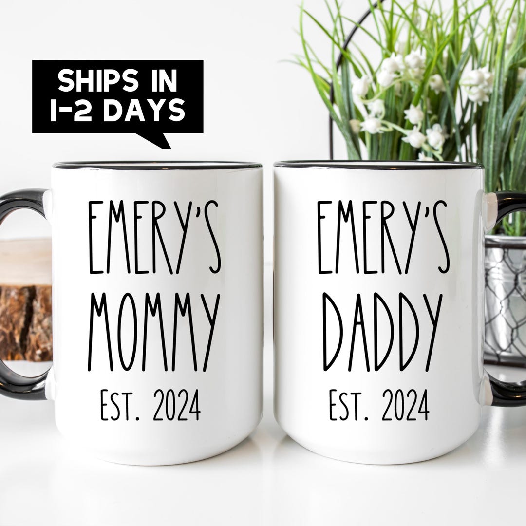 Mommy and Daddy Mugs Set With Kid Name, Christmas Gift for New Parents ...
