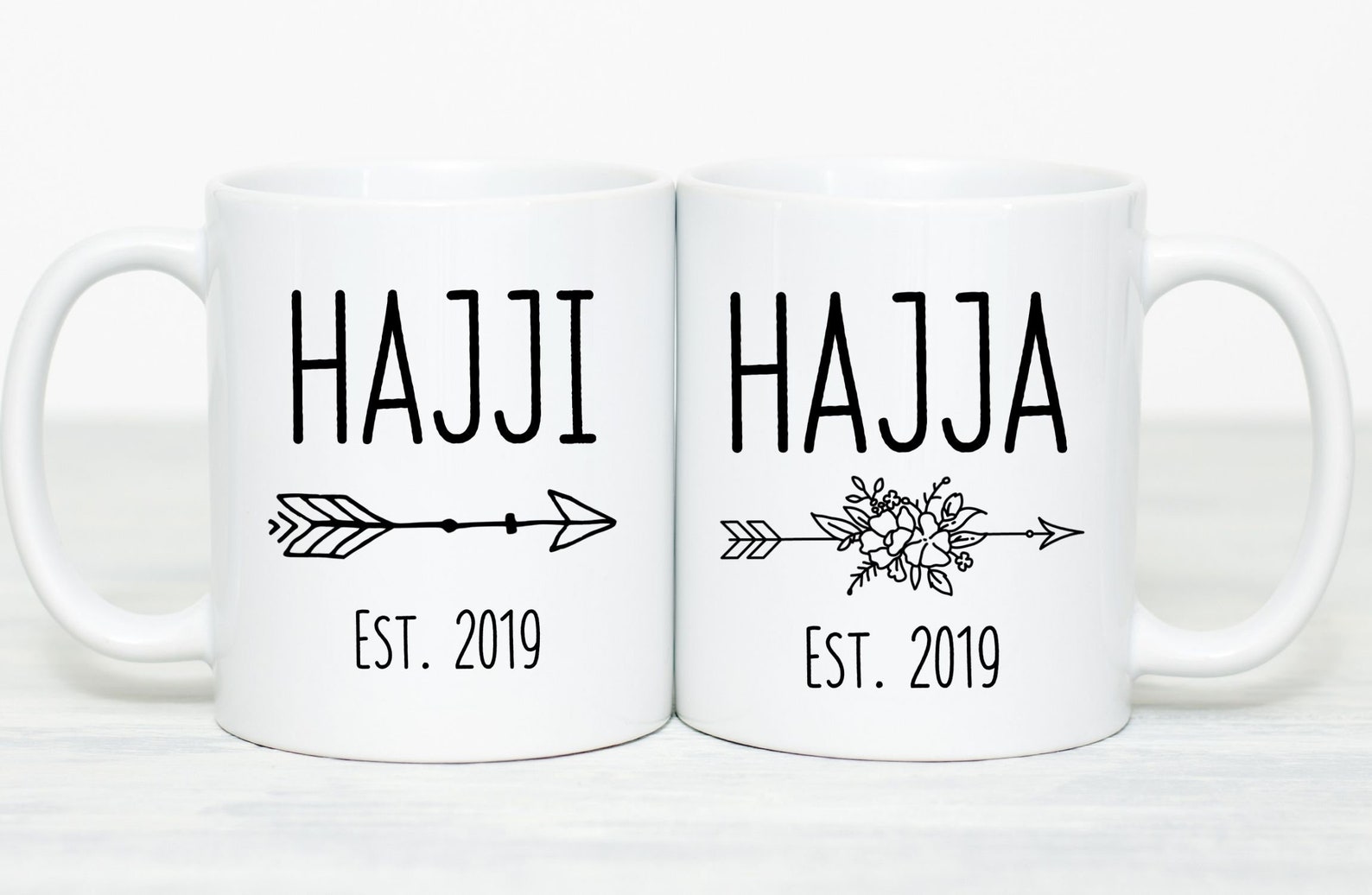 Hajji and Hajja Mug Set, Hajji Mubarak Gift, Minimalist Coffee Mug ...