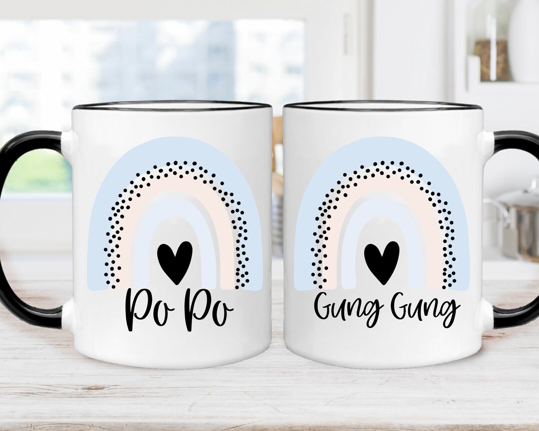 Popo and Gung Gung Mugs Set Chinese Taiwanese Grandparents Announcement ...