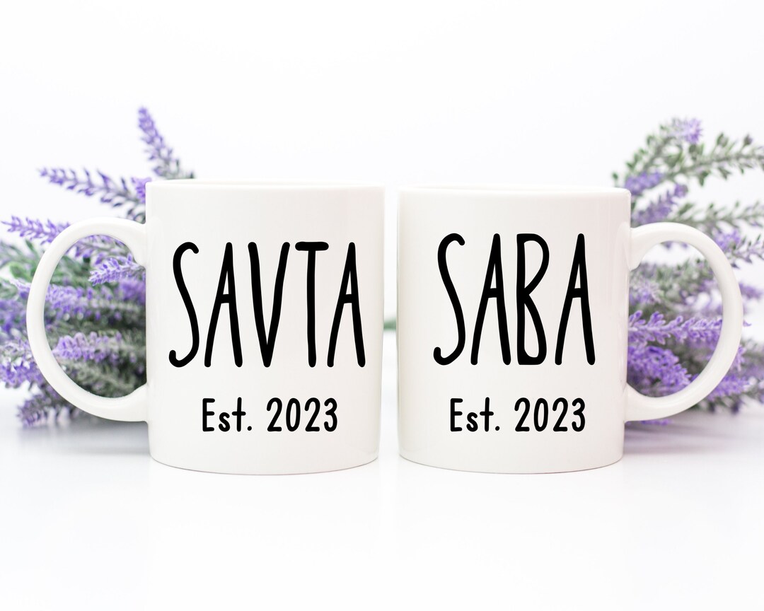 Savta and Saba Mugs Set Hebrew Grandparents Baby Reveal - Etsy