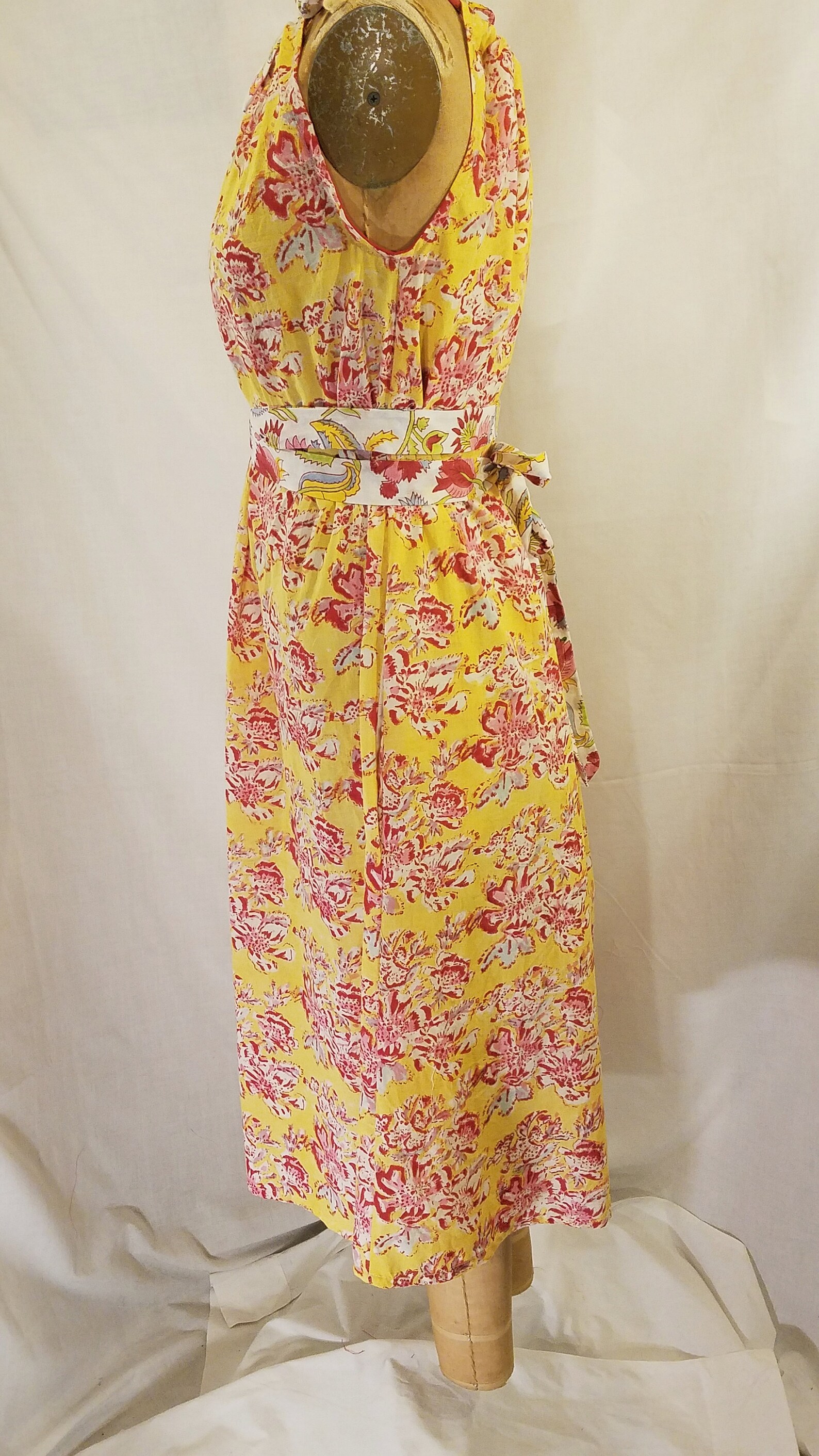 Retro 60s Sundress Remade in India Block Print Floral Print - Etsy