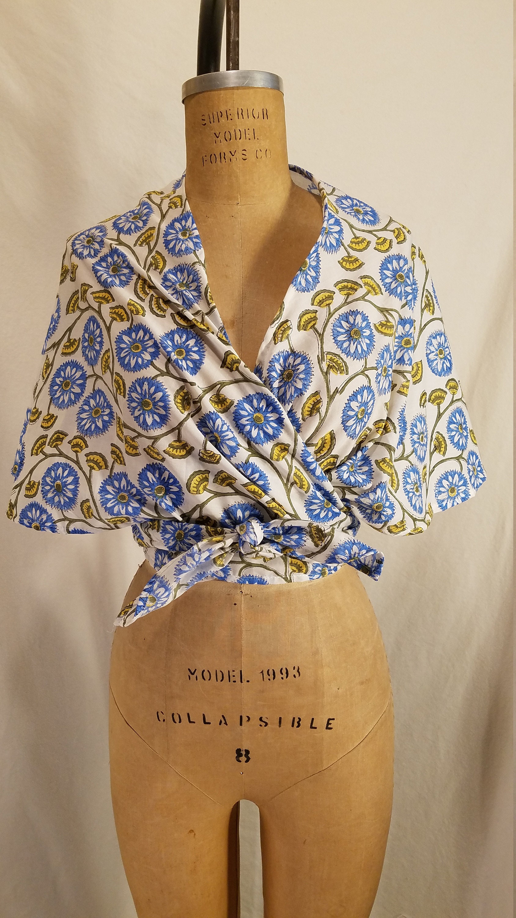 Vintage 70s Wrap Around Cape Remade in Floral Block Print Cotton From ...