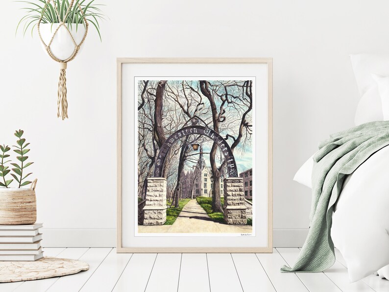 Northwestern University Watercolor Painting Print NWU | Etsy