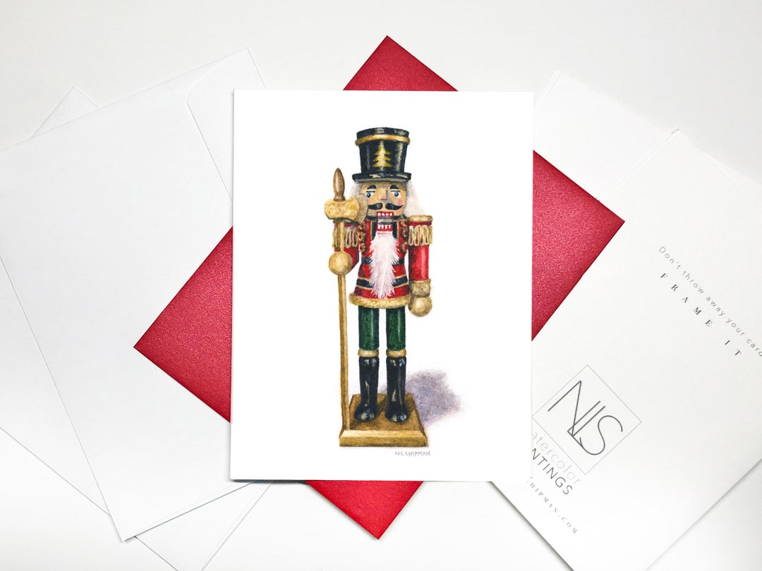 Christmas Card, Nutcracker Christmas Card, Handmade Card, Painted Card ...