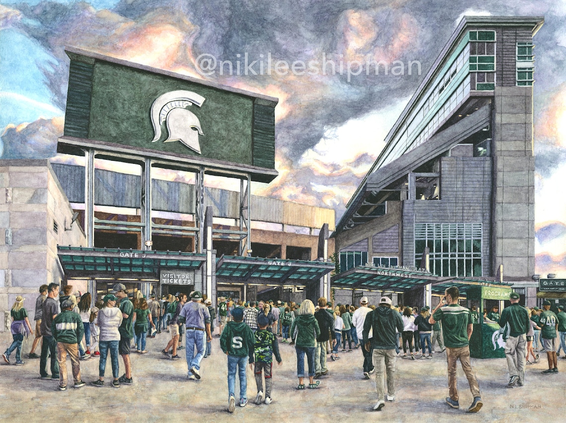 Michigan State Art Spartans Watercolor Painting Graduation | Etsy