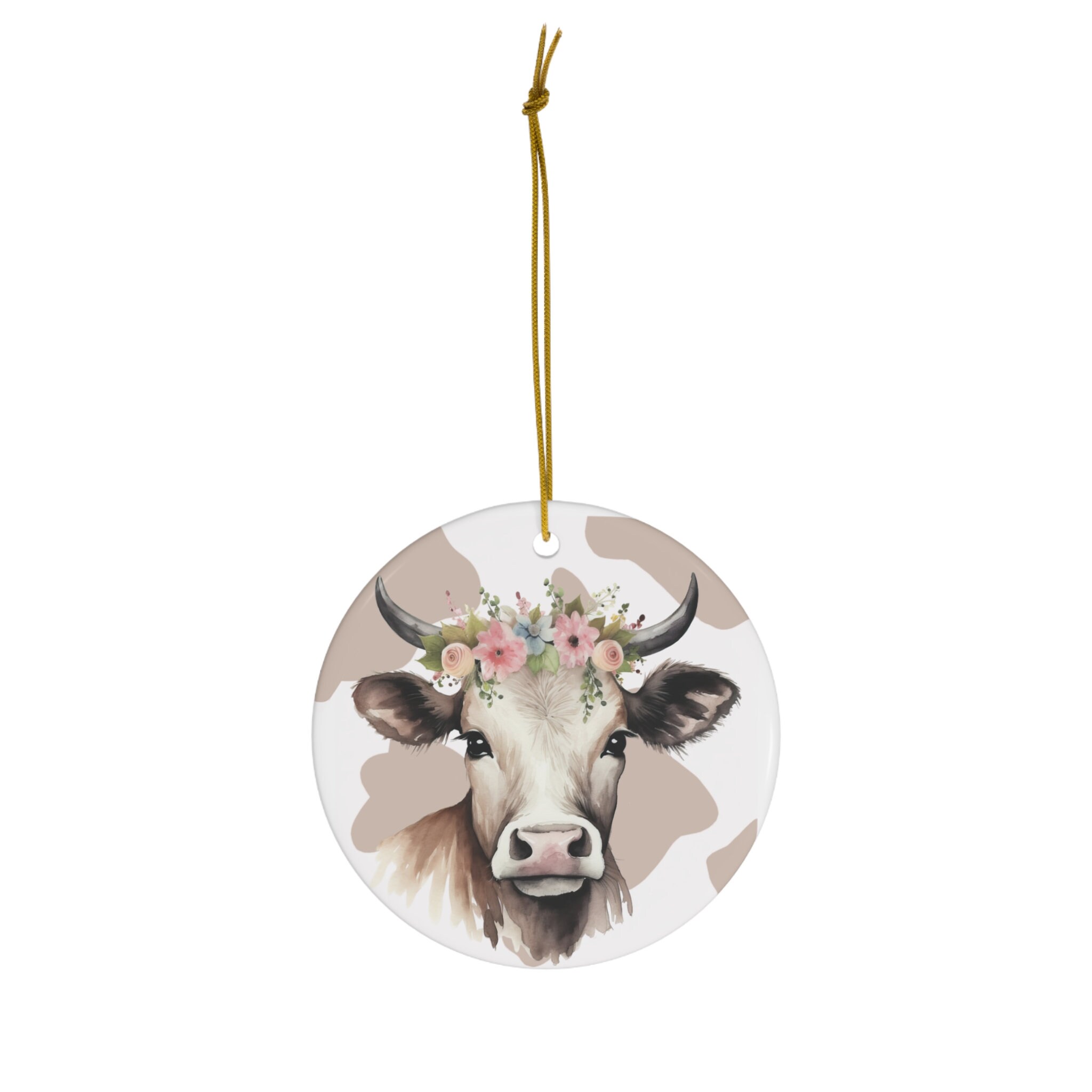 Cow Ornament Cow Print Gift Farmhouse Decor Animal Lover Ornament Cow ...