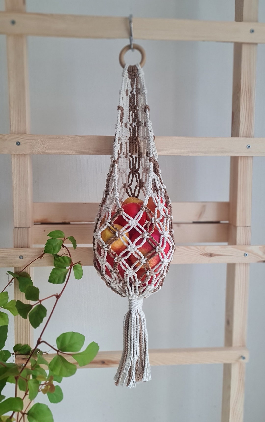 Macrame Hanging Fruits Basket, Vegetable Storage, Fruits Bag, Kitchen ...