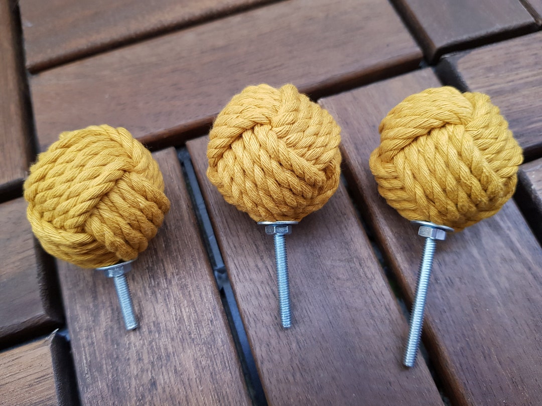 Nautical Knob, Cotton Rope Drawer Pull, Coastal Knobs, Monkey Fist ...