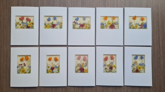 Pack of 10 Cards Pressed Flowers Cards Wholesale Cards Real - Etsy