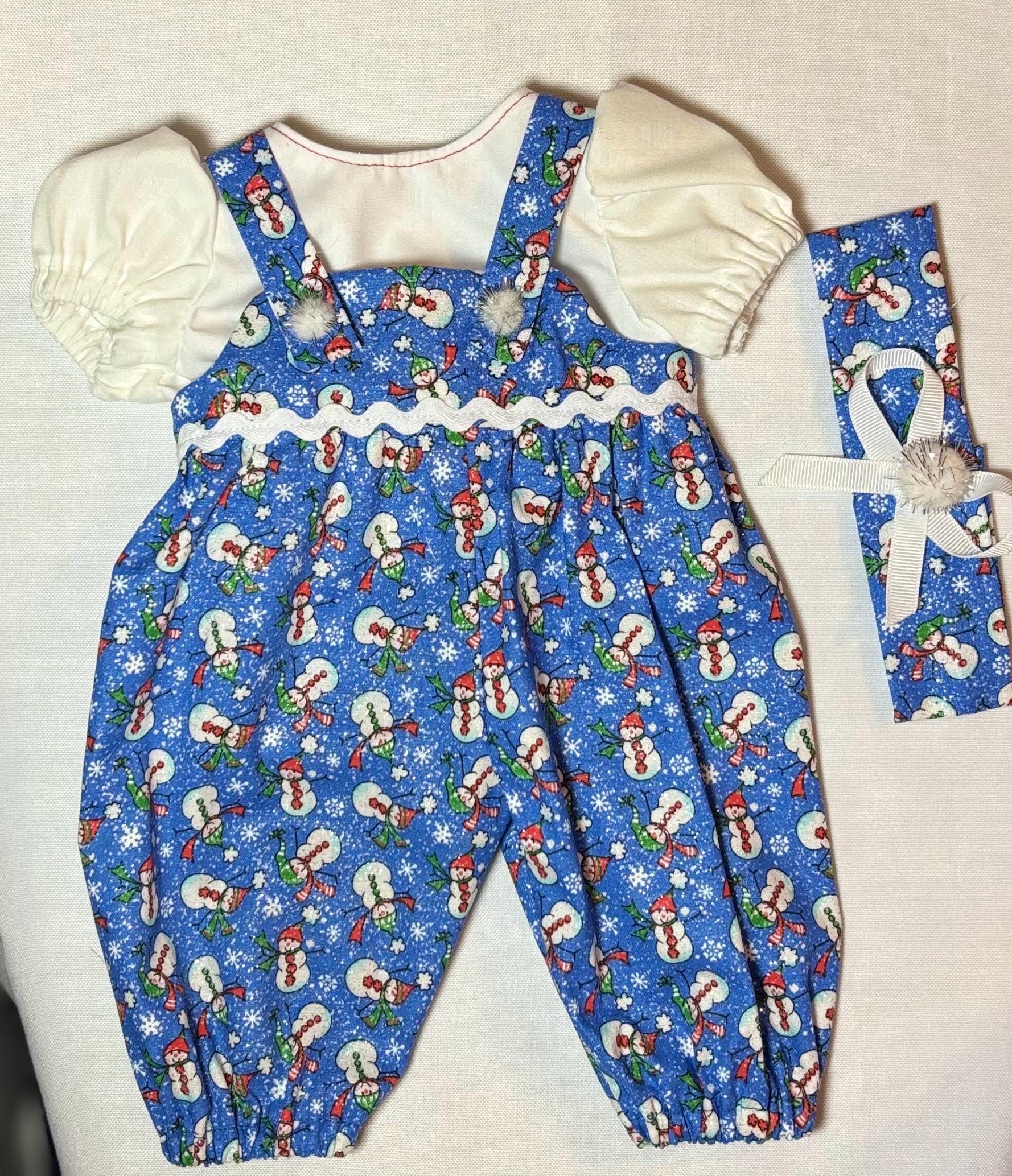 15in Doll Overalls Outfit: Grinch Christmas Clothes - Blouse & Headband ...