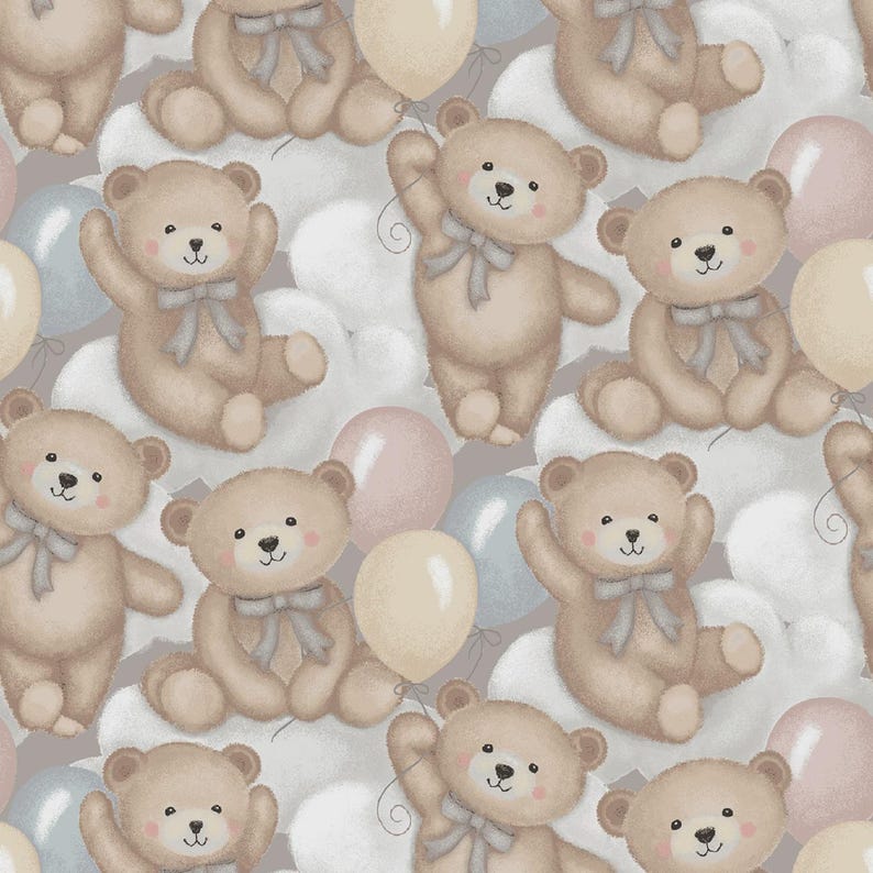 Sleepy Teddy Bear Patchwork Sold in Half Yard Quantities - 100% Cotton ...