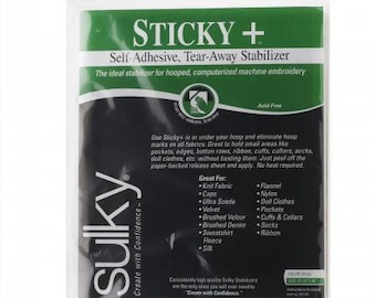 Stick N Stitch Self Adhesive Wash Away Stabilizer by Sulky 12 Sheets of ...