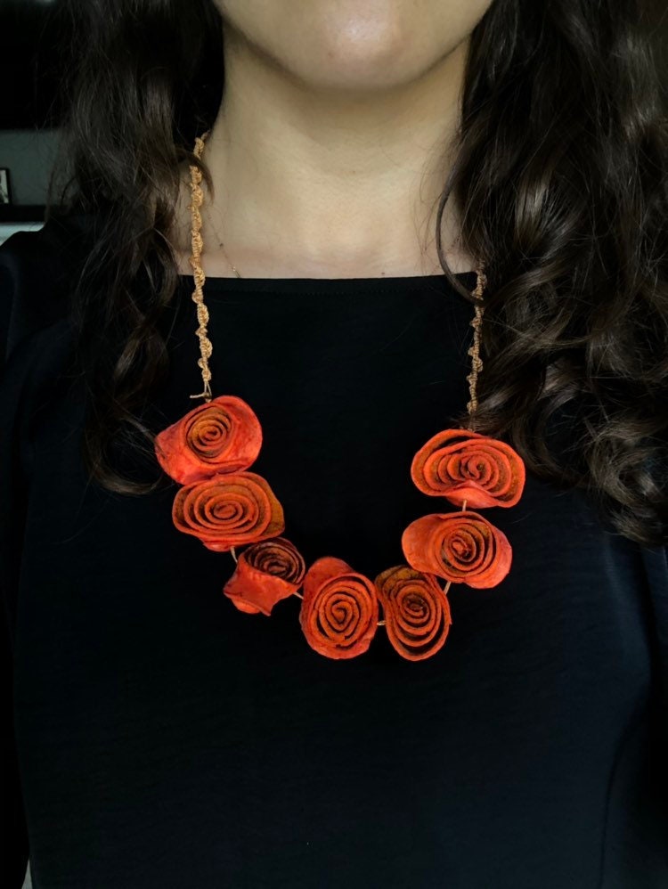 Orange Peel Rose Necklace - Etsy
