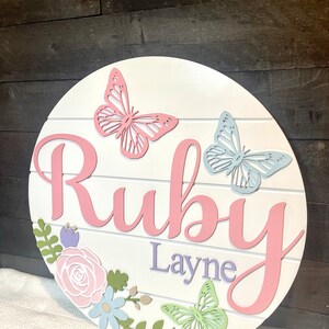 Custom Floral Butterfly Name Sign, 3D Nursery Decor - Etsy