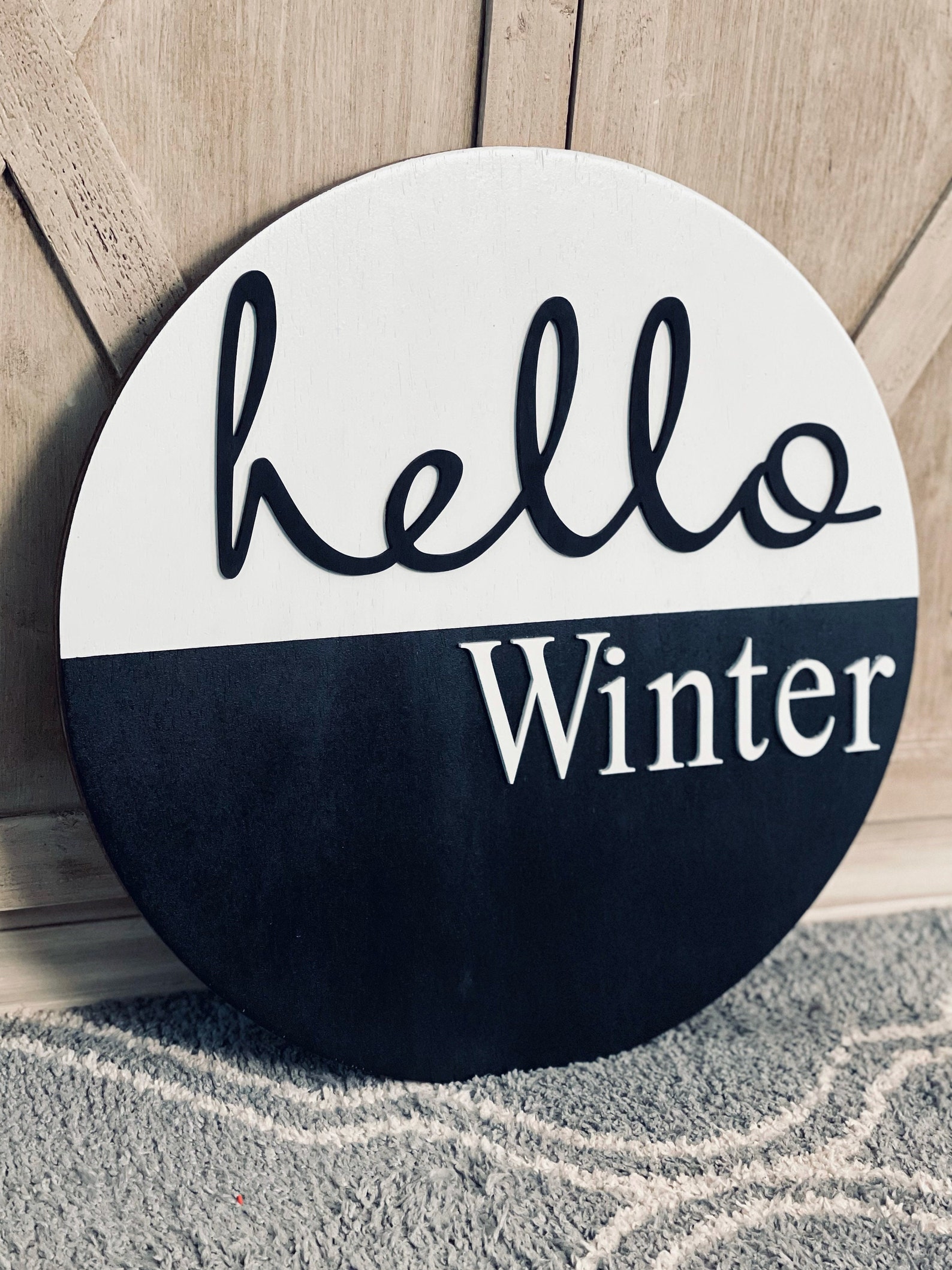 Hello Winter Wood Door Sign: Handmade Winter Decor - Etsy