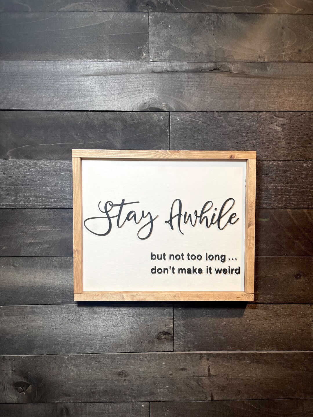Stay Awhile Wood Sign: Handmade Framed Home Decor (14x12) - Etsy