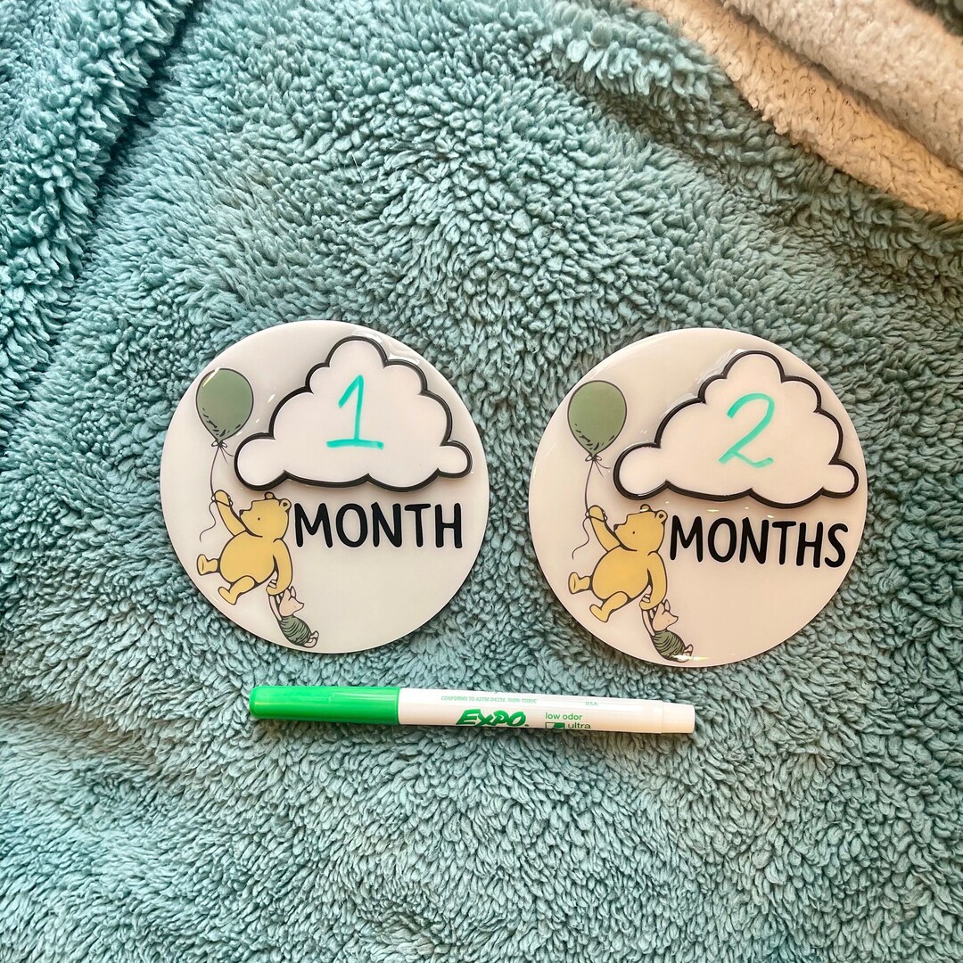 Winnie the Pooh Baby Milestone Rounds, Newborn Photo Prop - Etsy
