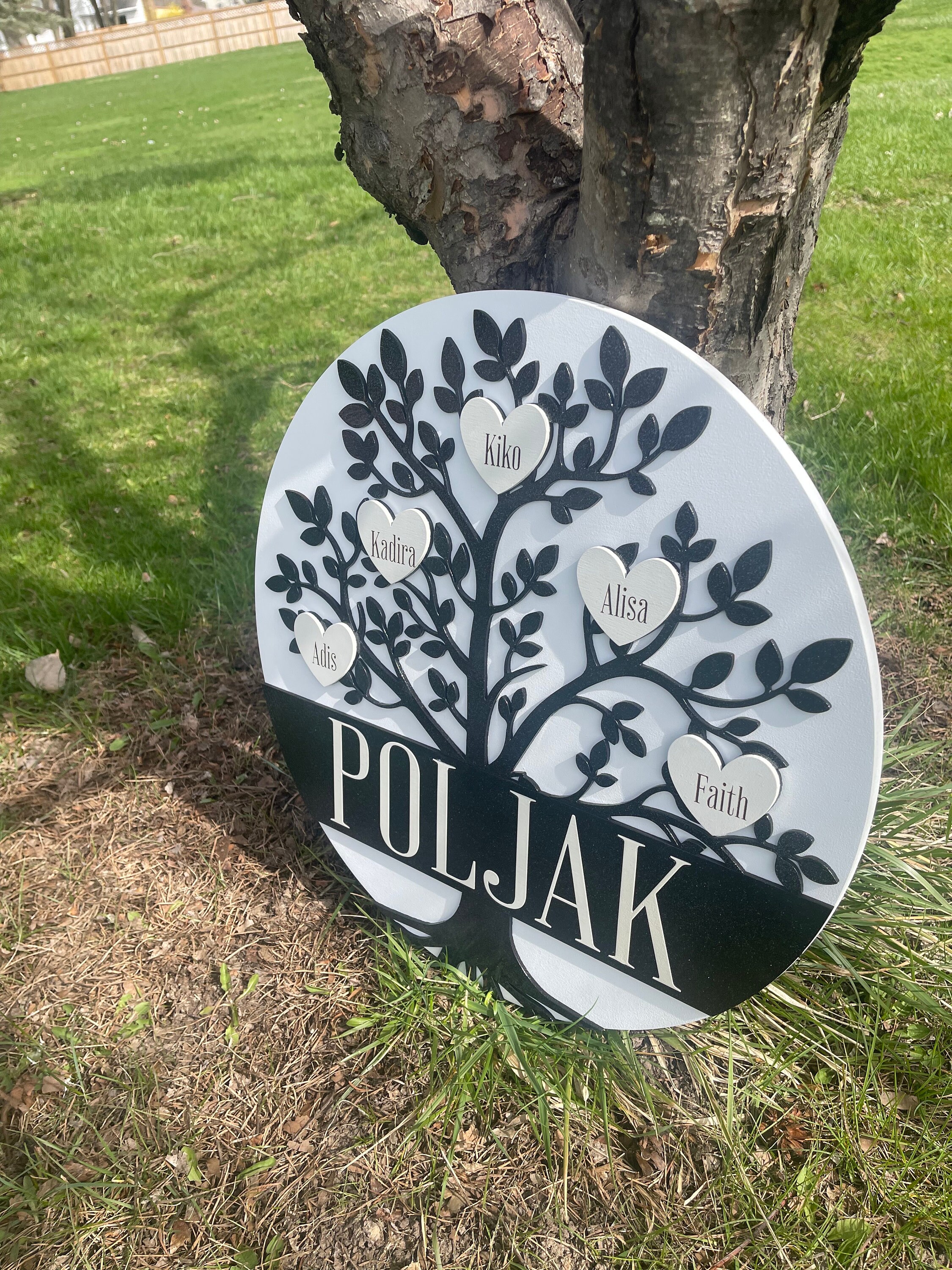 3D Family Tree Wood Sign, Personalized Last Name, Glitter Option - Etsy UK