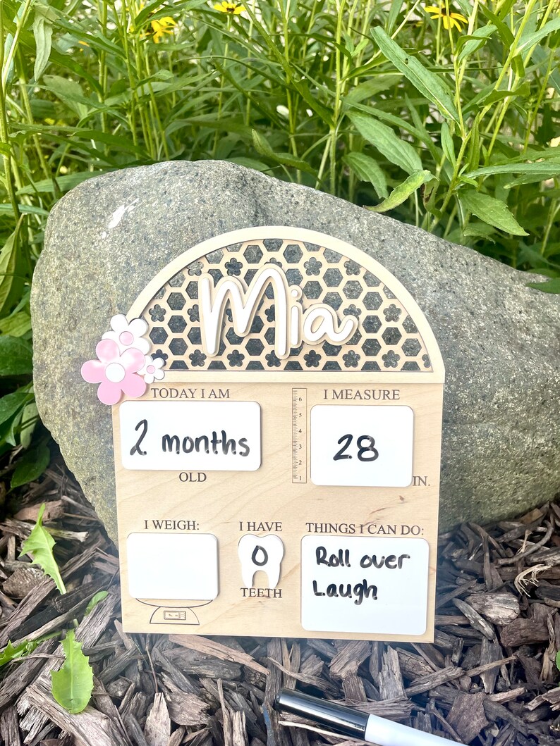 Personalized Baby Milestone Board | Birch Wood Nursery Decor - Etsy