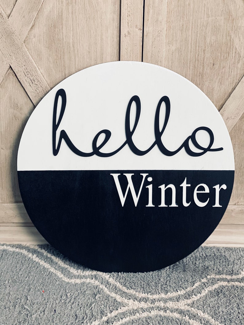 Hello Winter Wood Door Sign: Handmade Winter Decor - Etsy