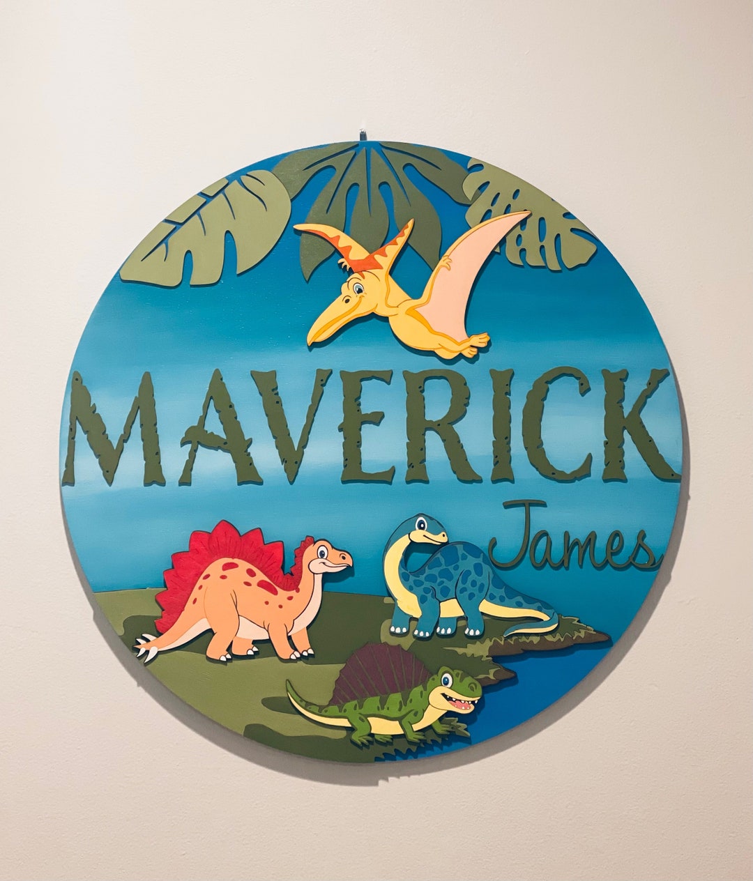 Dinosaur Name Sign, Dinosaur Themed Name Sign, Custom Dinosaur Name ...