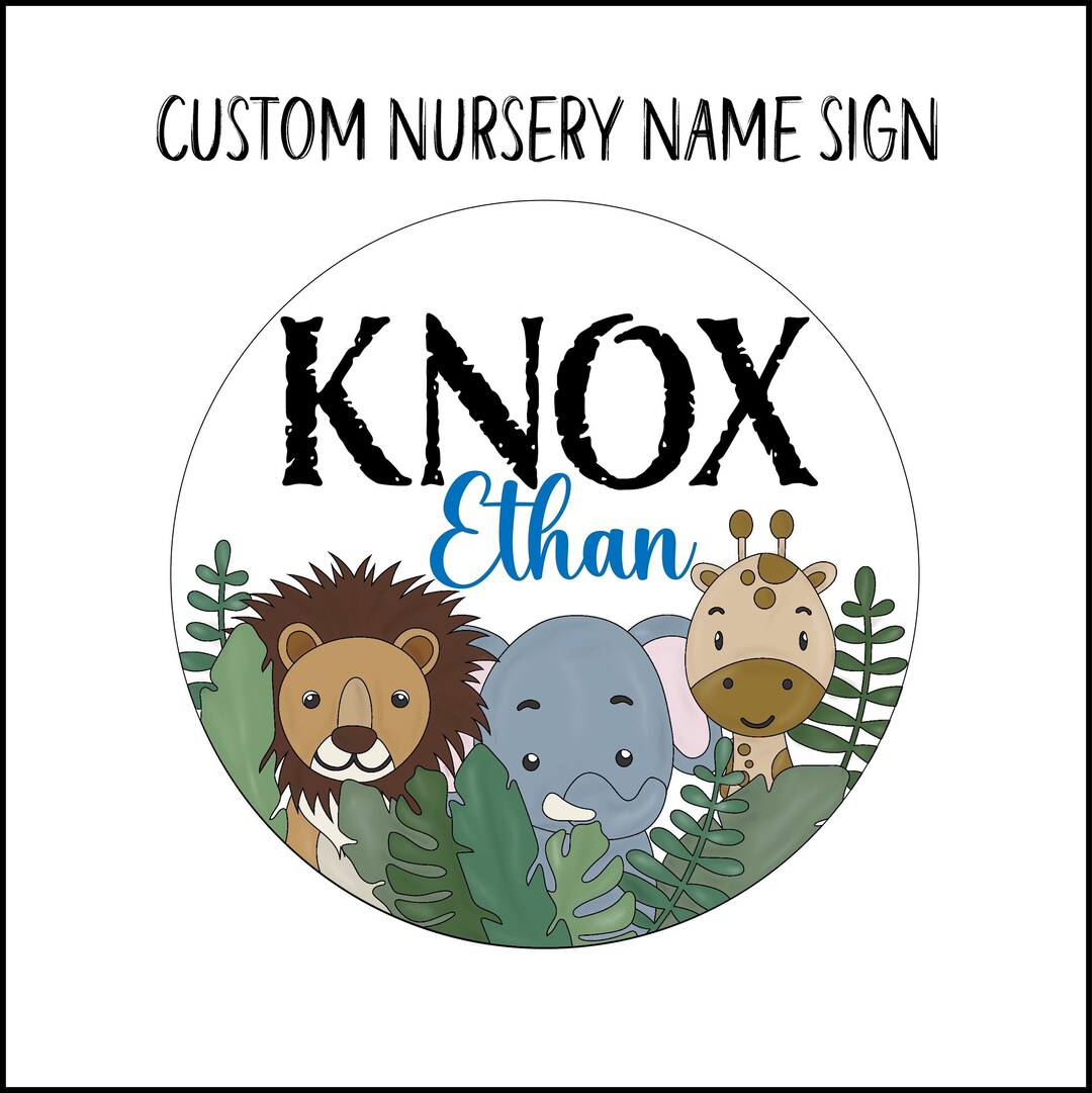 Safari Nursery Name Sign, Custom Nursery Name Signs, Gender Neutral ...