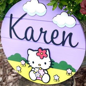 Hello Kitty Name Sign, Hello Kitty Nursery Name Sign, Hello Kitty Round ...