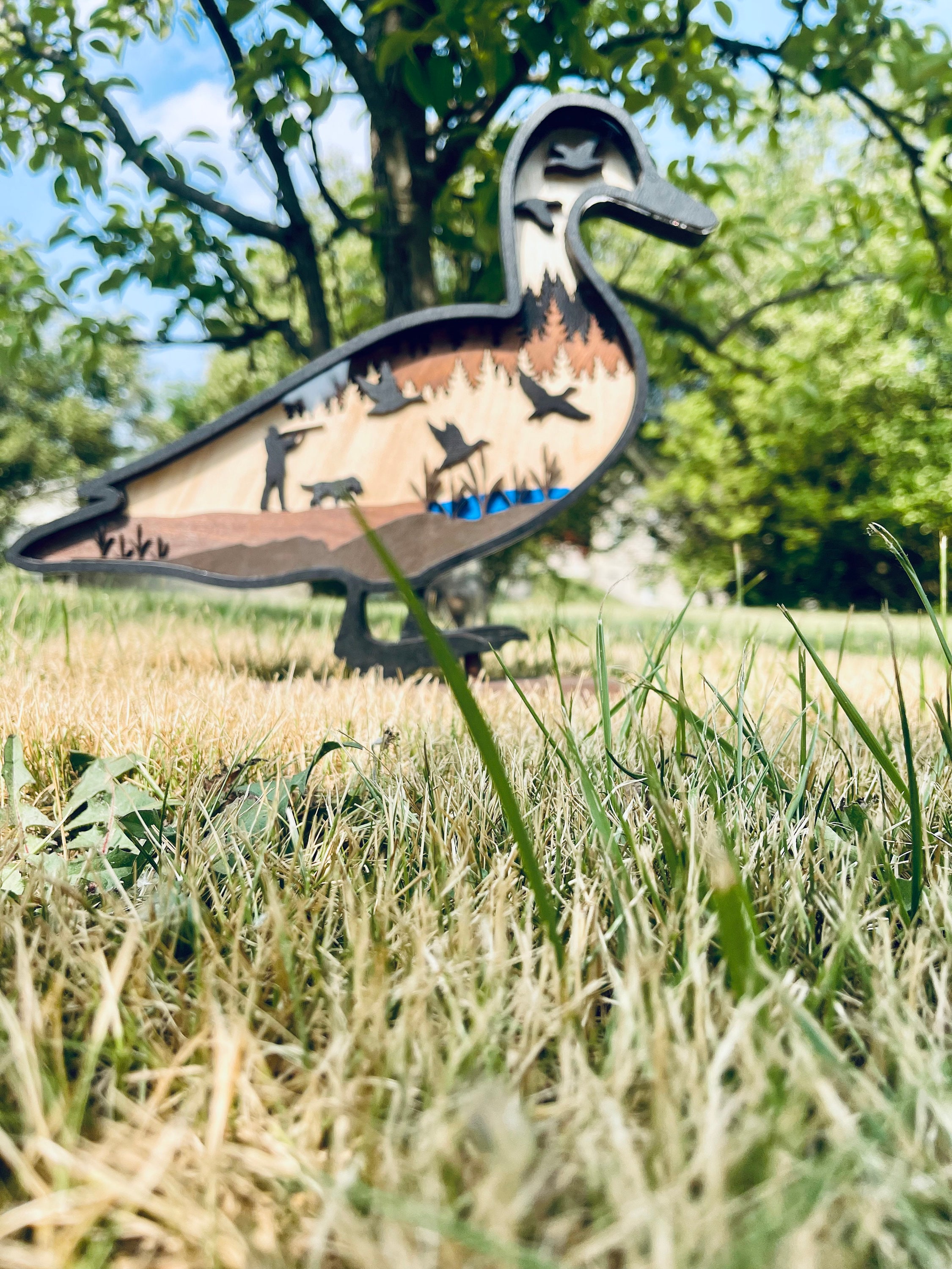 Layered 3D Duck – Hunting Scene, Acrylic & Birch Mancave Decor - Etsy