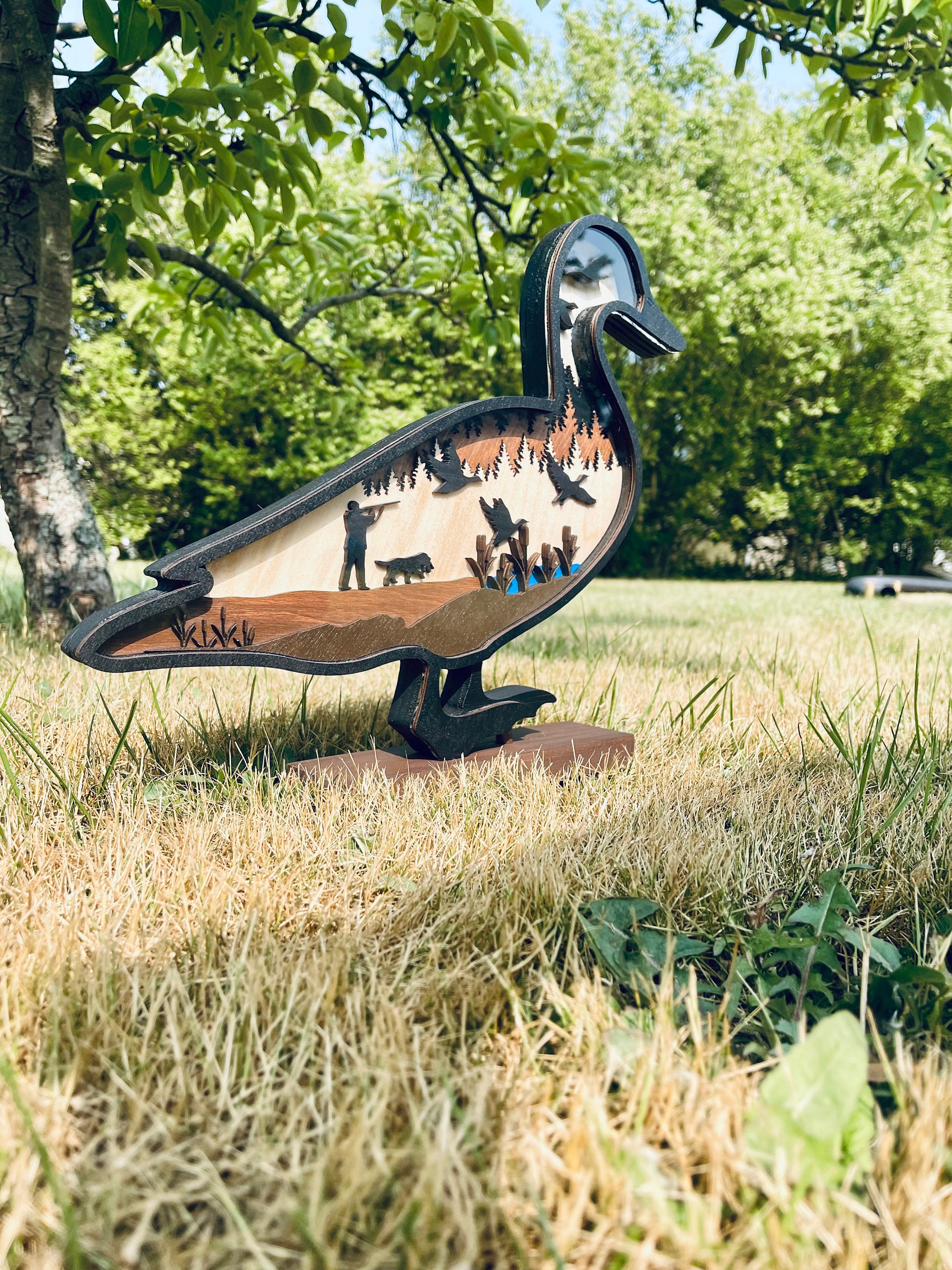 Layered 3D Duck – Hunting Scene, Acrylic & Birch Mancave Decor - Etsy