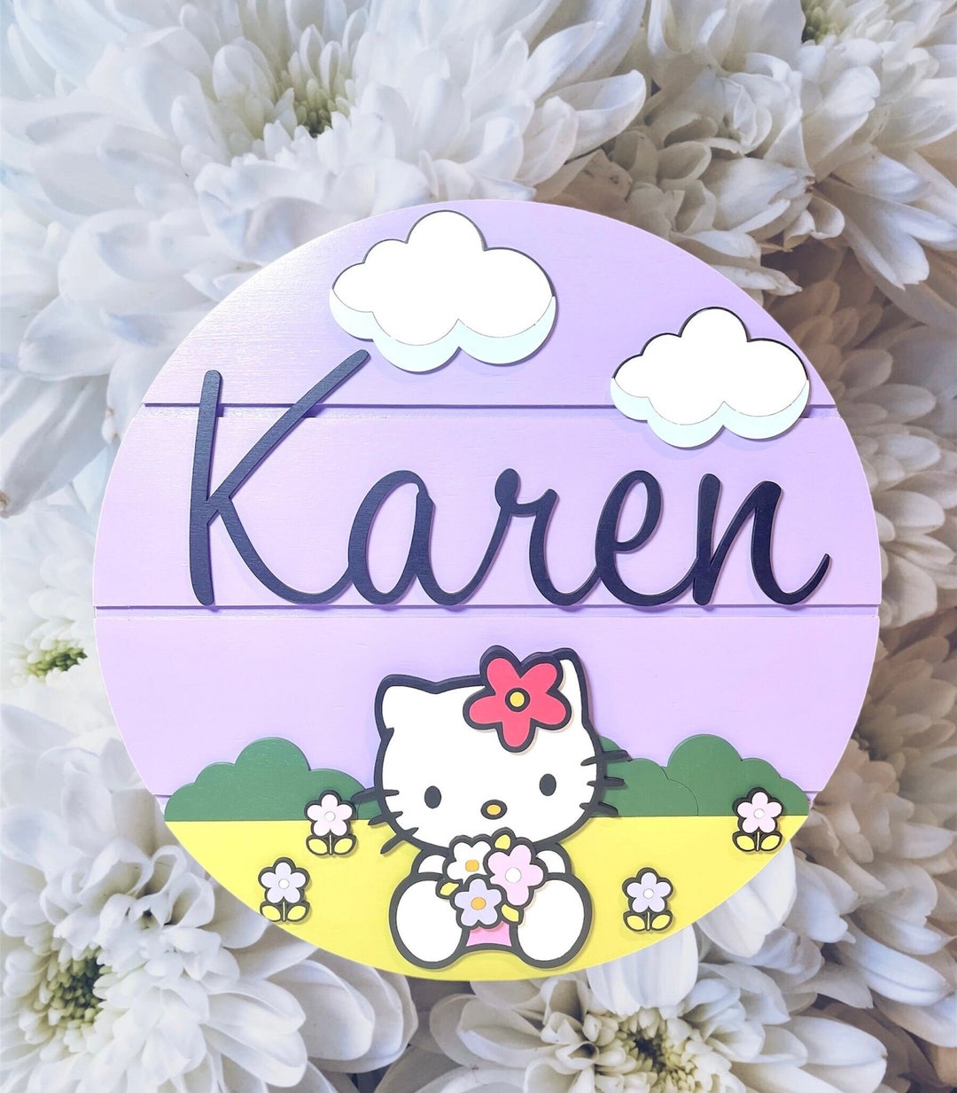 Hello Kitty Name Sign, Hello Kitty Nursery Name Sign, Hello Kitty Round ...