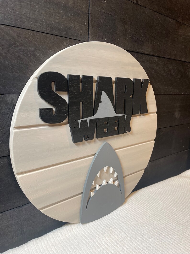 Handmade Shark Week Wood Sign, 3D Door Hanger - Etsy