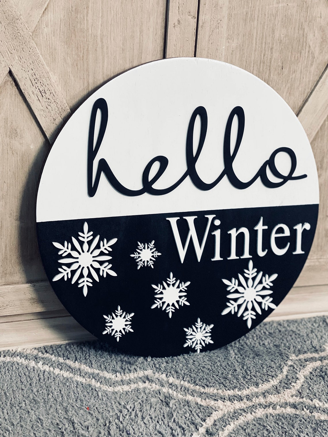 Hello Winter Wood Door Sign: Handmade Winter Decor - Etsy