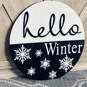 Hello Winter Wood Door Sign: Handmade Winter Decor - Etsy