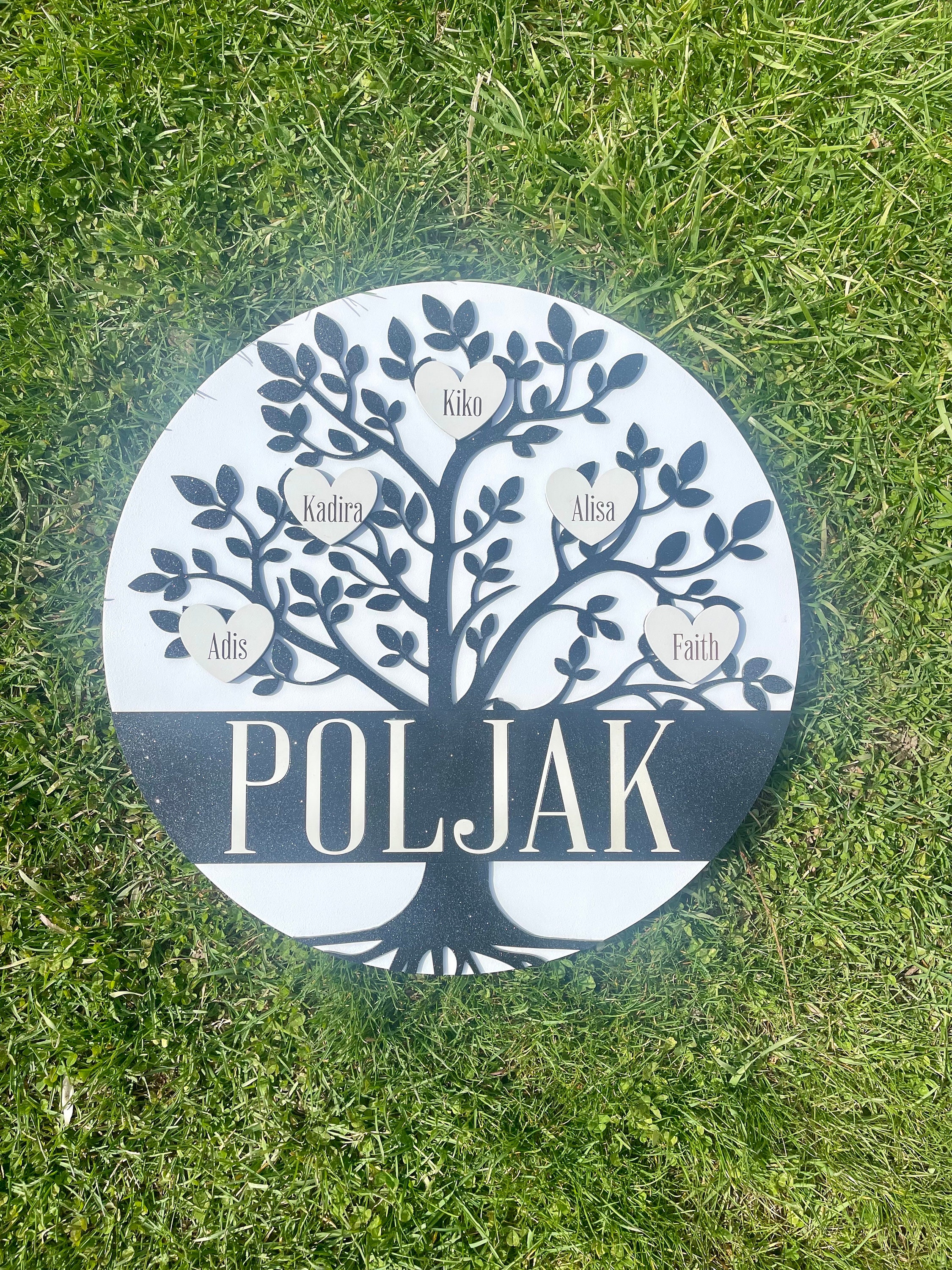 3D Family Tree Wood Sign, Personalized Last Name, Glitter Option - Etsy UK