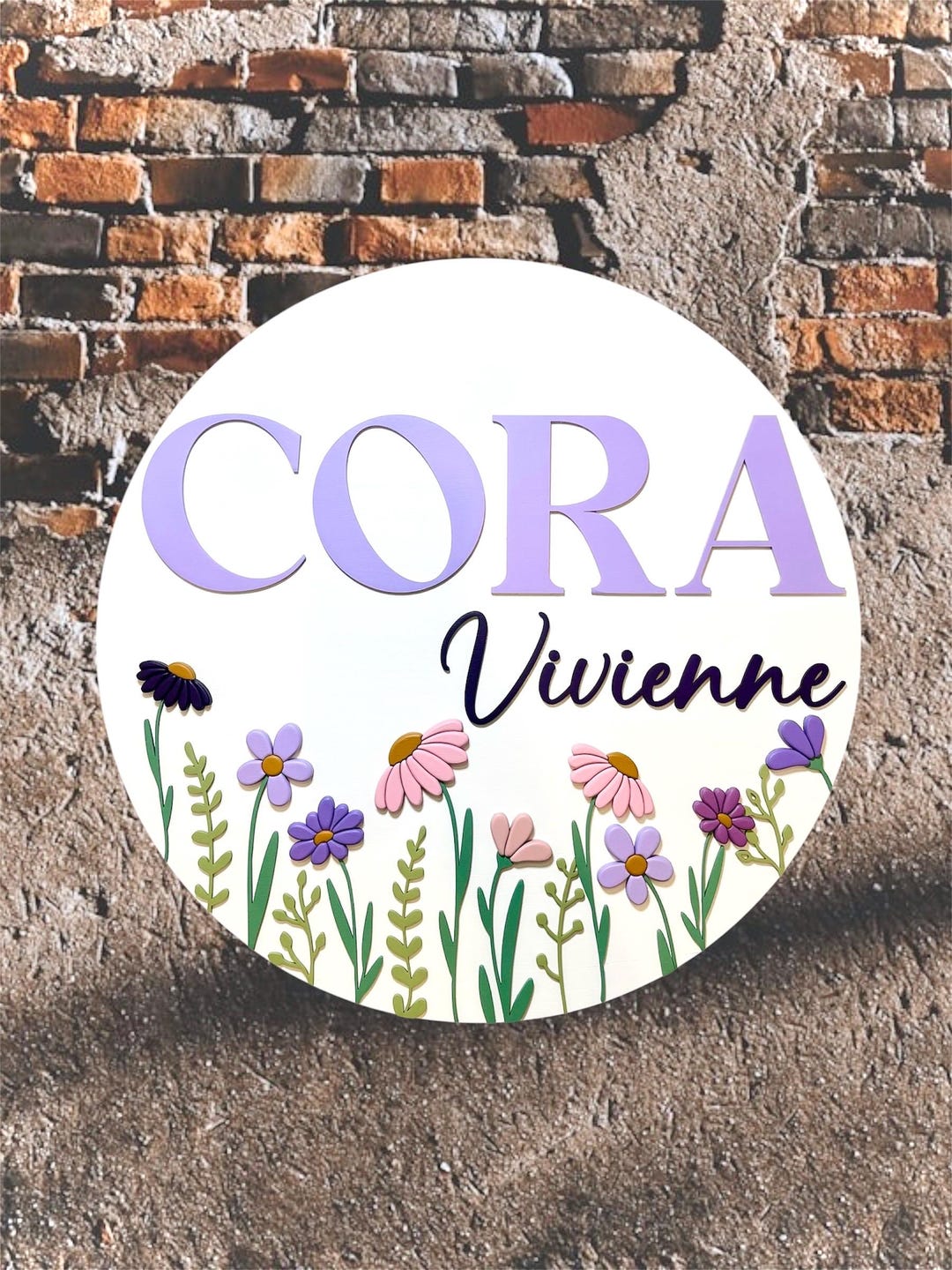 3D Wood Name Sign: Custom Floral Nursery Decor - Etsy