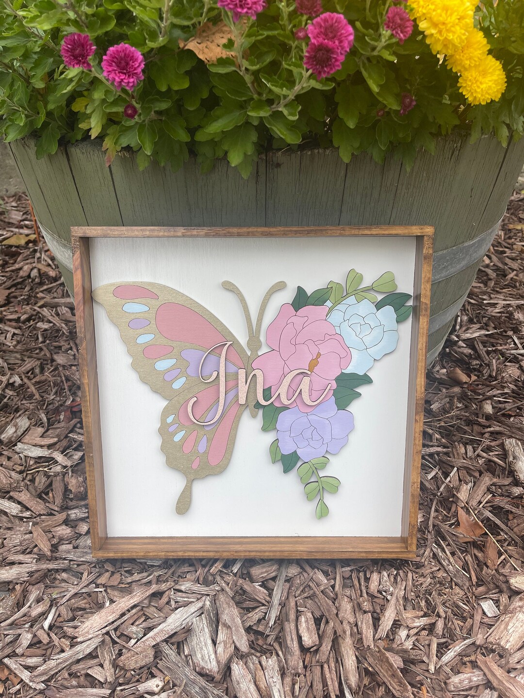 Butterfly Nursery Name Sign, Floral Nursery Name Sign, Baby Girl ...
