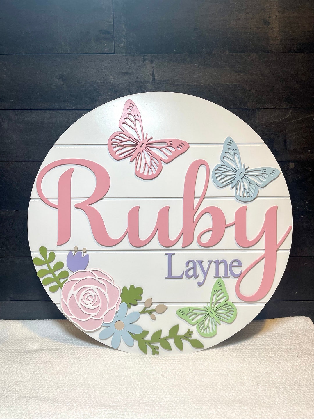 Custom Floral Butterfly Name Sign, 3D Nursery Decor - Etsy