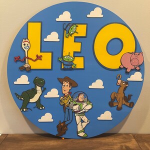 Toy Story Round Name Sign, Toy Story Name Sign, Toy Story Nursery Decor ...