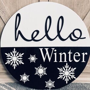 Hello Winter Wood Door Sign: Handmade Winter Decor - Etsy