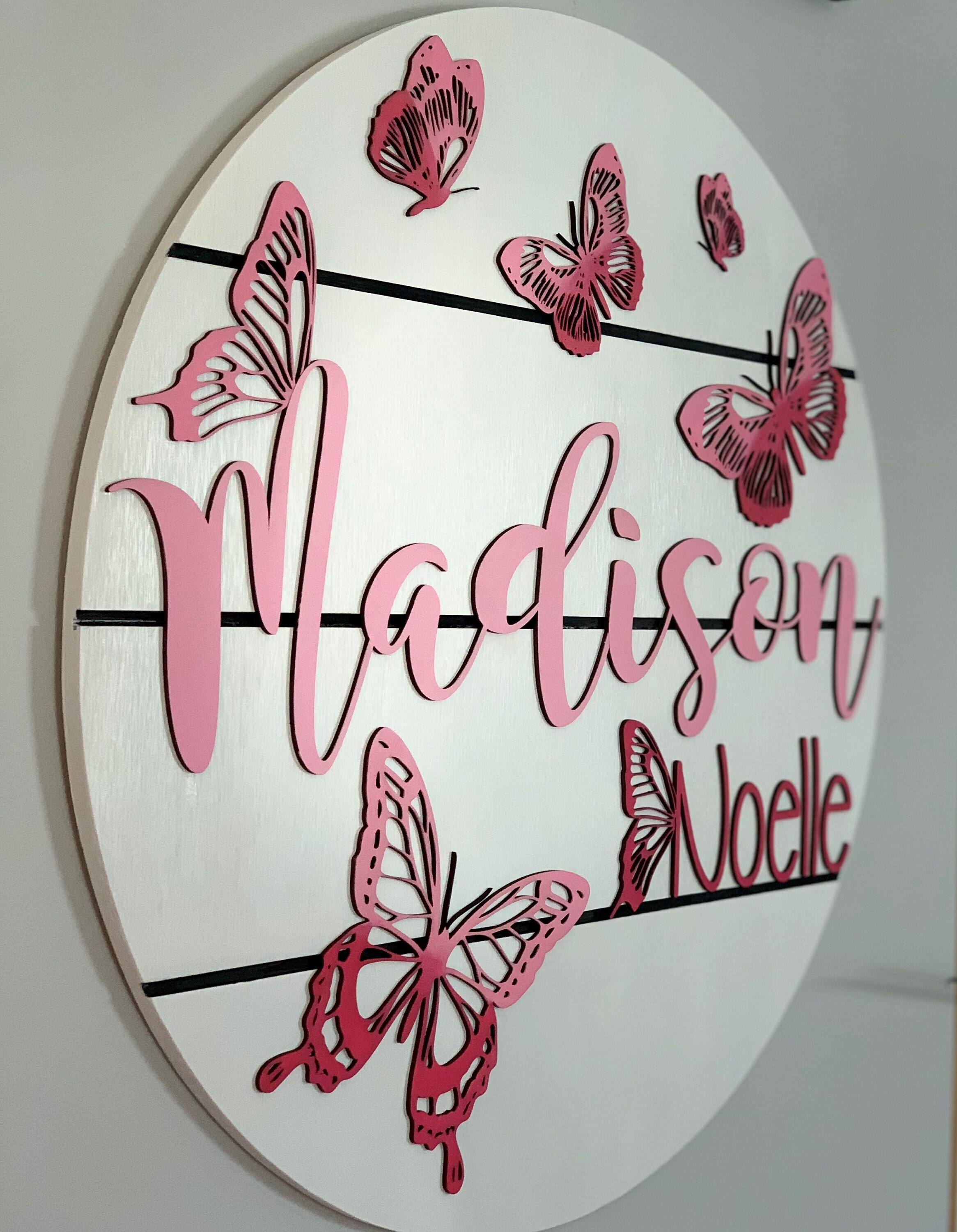 Butterfly Nursery Name Sign, Custom Wood Round, Kids Room Decor - Etsy