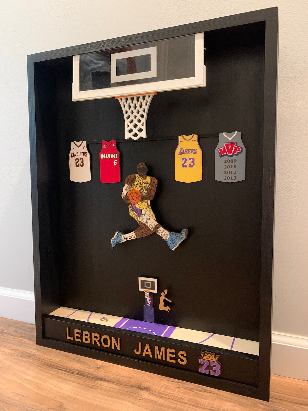 Lebron James Shadow Box Art, Lebron James Dunk, Custom Lebron James 3D ...