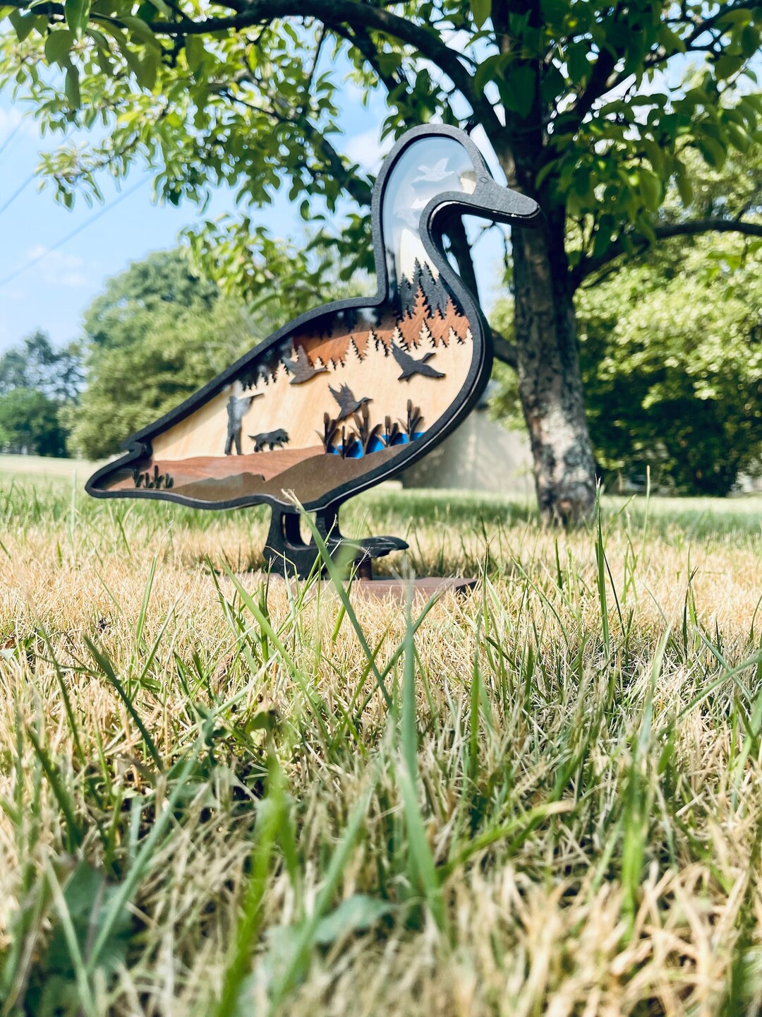Layered 3D Duck – Hunting Scene, Acrylic & Birch Mancave Decor - Etsy