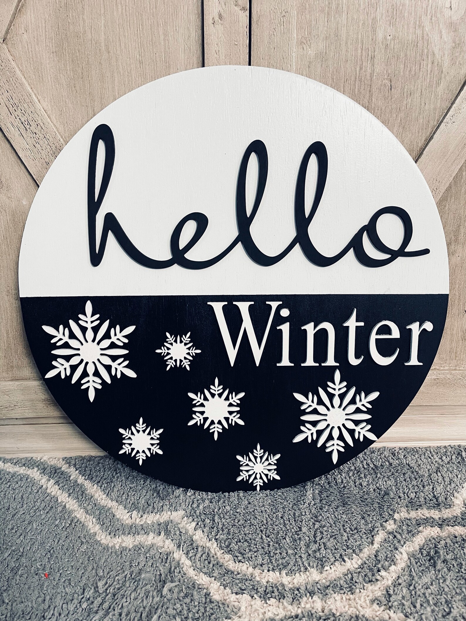 Hello Winter Wood Door Sign: Handmade Winter Decor - Etsy